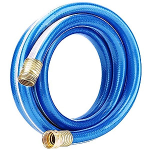 Solution4Patio Garden Hose Short 3/4 in. x 10 ft. Water Hose Blue Lead-in Hose Male/Female High Water Pressure with Solid Brass Fittings for Water Softener, Dehumidifier, Vehicle 8 Years Warranty