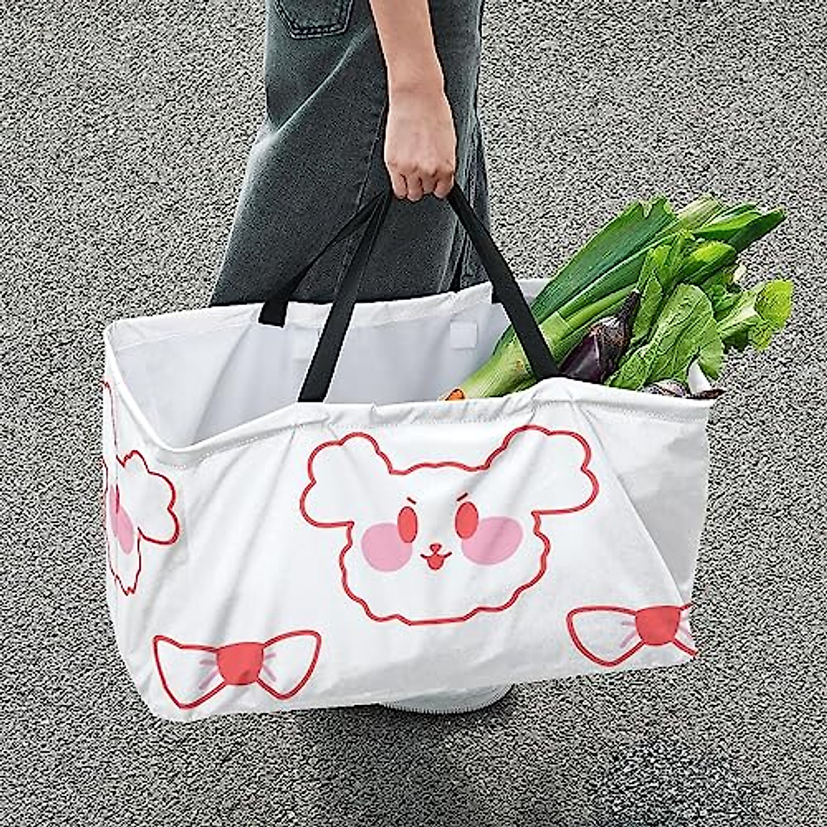 Puppy Full Print Large Capacity Laundry Organizer Tote Bag - Reusable and Foldable Oxford Cloth Shopping Bags