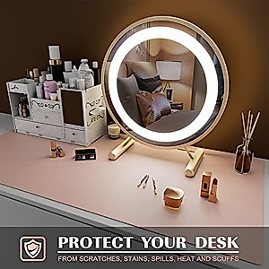 K KNODEL Desk Mat Waterproof for Desktop, Leather Desk Pad for Keyboard, Mouse Pad Protector for Office and Home (Pink, 31.5" x 15.7")