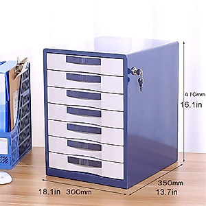 Desktop File Cabinet - Desktop Storage Box With Drawers, Flat File Cabinet, 7-Layer Drawer Storage Organization, With Lock Drawer Organizer, Suitable For Office Supplies, Aluminum Alloy ( Size : B )