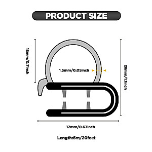 VAGURFO Rubber Edge Trim,Car Weather Striping,Door Rubber Seal Strip Trim Seal,Automotive Weather Stripping Edge Guard for Cars, Boats, RVs, Trucks, and Home Applications (20 FT)