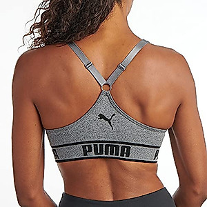 PUMA womens Seamless Sports Bra, Grey/Black, X-Large US