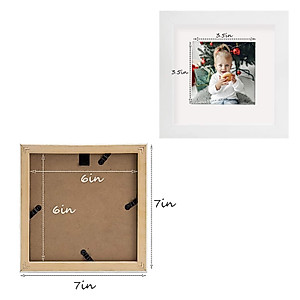 Golden State Art, 6x6 White Photo Frame-Display Photos 4x4 with White Mat or 6x6 without Mat - Solid Wood, Real Glass, Set of 4 (Wall Display)