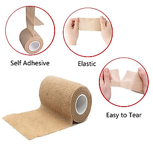 KISEER 15 Pack 2 Inch x 5 Yards Self Adhesive Bandage Breathable Cohesive Bandage Wrap Rolls Elastic Self-Adherent Tape for Stretch Athletic, Sports, Wrist, Ankle