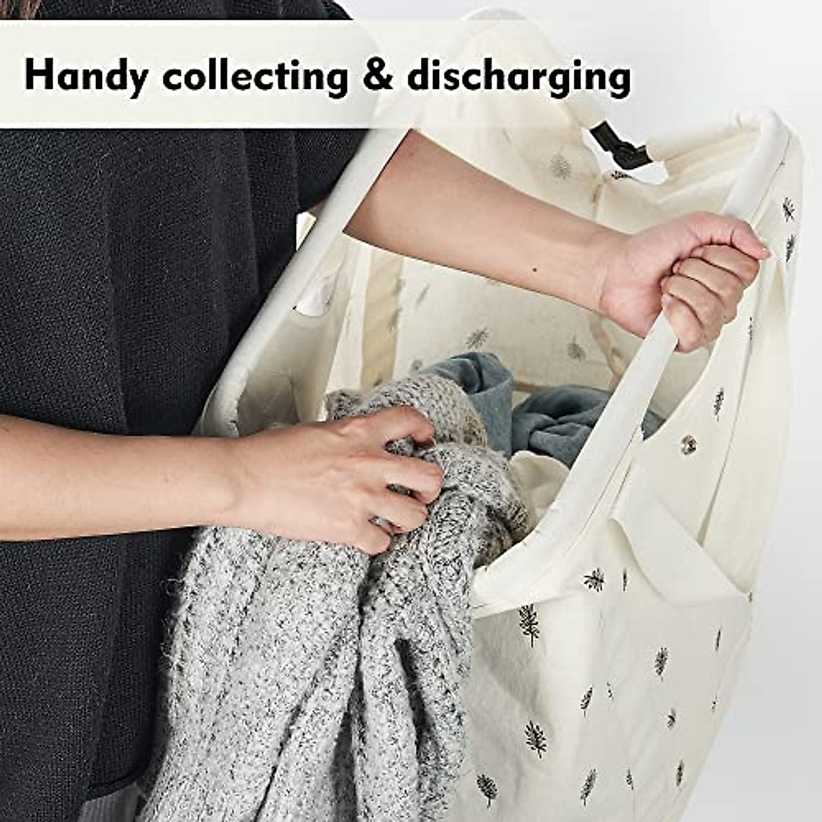 JOMOLA Collapsible Laundry Basket, 78L Large Foldable Laundry Hamper, Canvas Fabric Dirty Clothes Hamper for Laundry with Handles, Waterproof Laundry Baskets for Laundry, Dorm, Family (Beige)