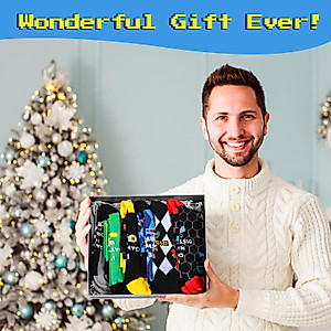 6 Pairs Funny Do Not Disturb I'm Gaming Socks Gamer Cotton Socks Novelty Socks Console Game Printed Christmas Santa Gifts Ideas for Teens, Husband, Boyfriend, Men, Fathers, Grandpas,