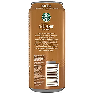 Starbucks RTD Energy Drink, Doubleshot Energy Drink, Coffee, Guarana, Vitamin B, Ginseng, 15 oz Cans (12 Pack)