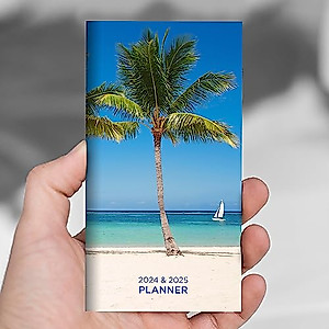 TF PUBLISHING 2024-2025 Tropical Beaches 2-Year Small Monthly Pocket Planner | 2-Page Large Calendar Grid and Lined Notes Section in Back | Monthly Day Planner for Purse | 3.5" x 6.5"