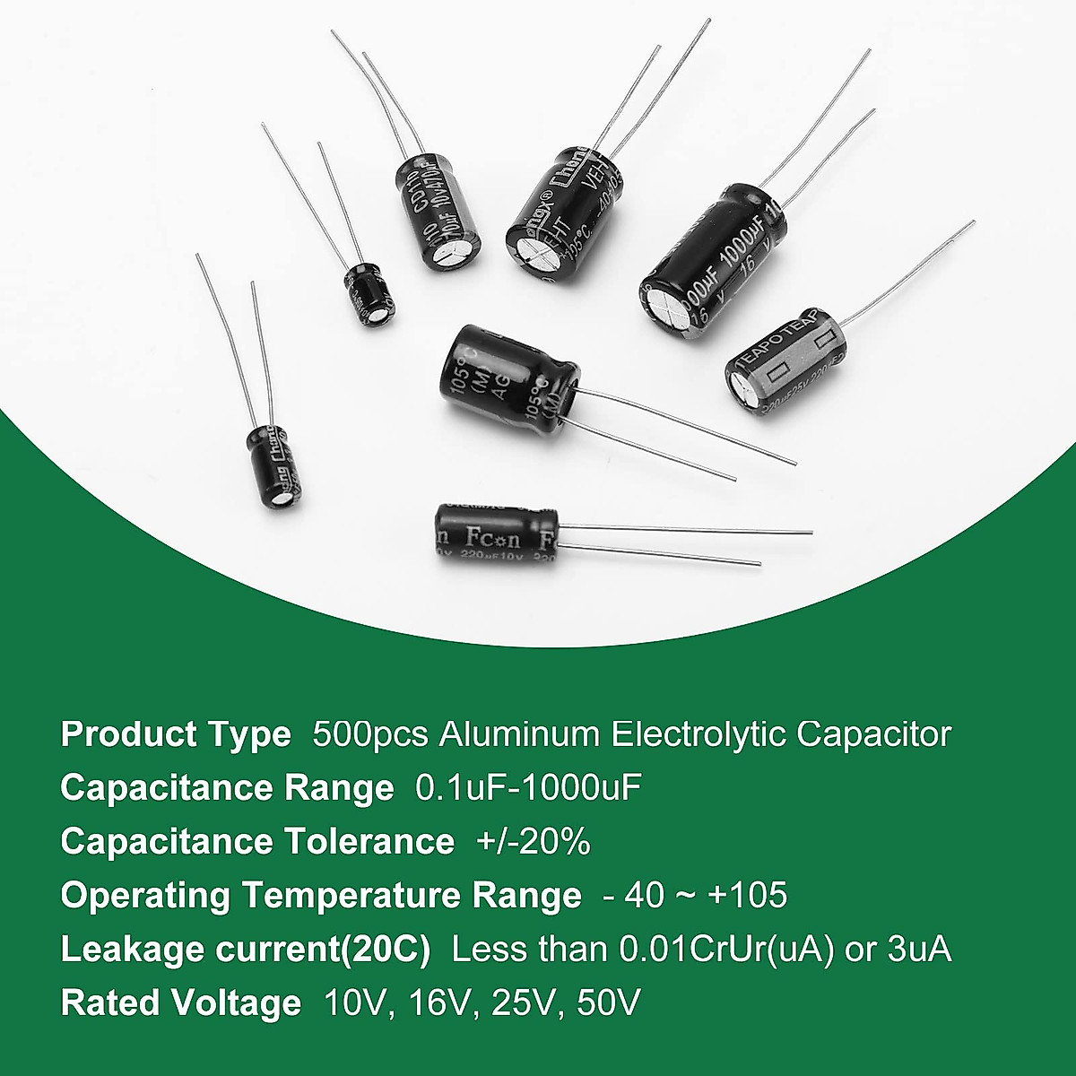 Uiusaur 0.1uF－1000uF Capacitors 24 Value 500pcs Individual Box Lid Electrolytic Capacitor Assortment Kit for Industrial Electrical and Arduino，TV, LCD Monitor, Radio, Stereo, Game, Water Heater, etc.