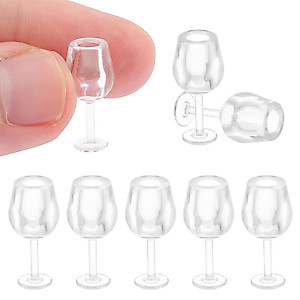 NUOBESTY 10Pcs 1: 12 Dollhouse Cocktail Glasses Wine Glasses Mini Beer Cups Miniature Drinking Water Cups Model for Dollhouse Food Kitchen Accessory Bar Decor (White)