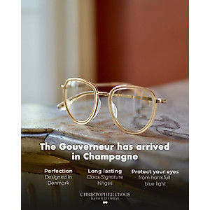 Christopher Cloos - Gouverneur - Champagne - Danish Design Blue Light Glasses for Men & Women - Fashion designer glasses - Computer Glasses - Unisex - Non Prescription - Prescription Ready
