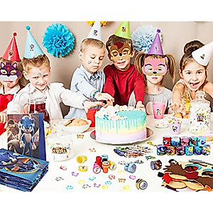 SSJYILE 98Pcs Sonic Party Supplies for Kids Boys Girls, Sonic Party Favors With Goodie Bags, Birthday Carnival Prizes, Themed Box Toys for Classroom, Kids Party Suppilies Favors Gifts