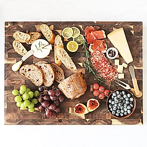 Cutting Board for Kitchen, Extra Large Thick Mosaic Acacia Wood Chopping Board 18x24x1.5 inch, Butcher Block Cutting Board, Housewarming Gifts for New House(Gift Box Included)