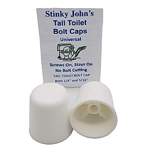 Stinky John's Tall Toilet Bolt Caps: Don't Cut Those Bolts! 100% Made in USA, toilet bolt caps, toilet bolt covers, toilet screw covers (Universal Fit, 2 Pack)