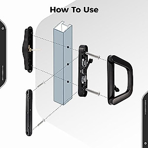 Homaisson Sliding Door Handle Set with Key Cylinder, Door Handle with Mortise Lock, Replacement Patio Door Handle, Door Lock Set Fits Door Thickness of 0.75-1.4’’