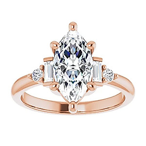 925 Silver, 10K/14K/18K Solid Gold Moissanite Engagement Ring, 1.0 CT Marquise Cut Handmade Solitaire Ring, Diamond Wedding Ring for Women/Her Anniversary Proposes Ring, VVS1 Colorless