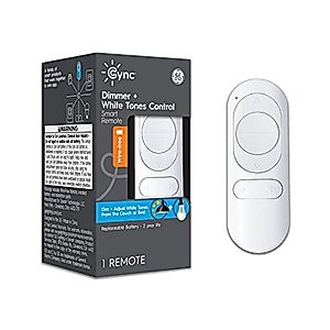GE CYNC Smart Remote, Dimmer Remote + White Tones Control, Bluetooth Enabled, Battery Powered