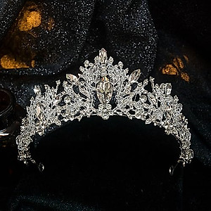 RUOKFZIYAN Silver Crown for Women and Birthday Tiara Crystal Queen Crowns Rhinestone Princess Tiaras for Girl Bride Wedding Hair Accessories for Bridal Party Prom Halloween Cos.play dress Christmas