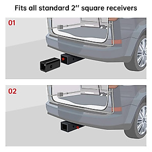2" to 1-1/4" Hitch Receiver Adapter Insert Sleeve Mount Adapter - 2 inches to 1.25 inches Hitch Adapter Receiver Converter for Bike Rack and Cargo Carriers