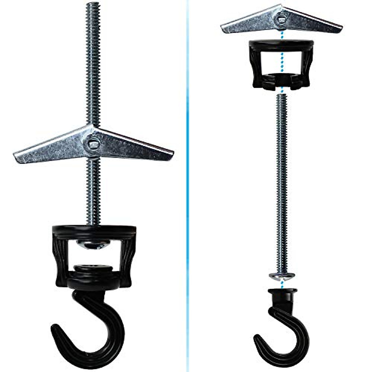 Blue Donuts Swivel Hook Hangers, Multi-Functional for Hanging, Screws and Anchors Included, 2 Sets Per Pack,Black