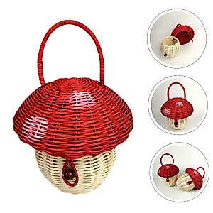 Didiseaon Mushroom Storage Basket Teen Girl Clothes Wicker Storage Basket Mushroom Grow Bags Girl Handbag Decor Woven Handbag Flower Basket Mushroom Costume Decor All Clutch Bag Rattan Miss