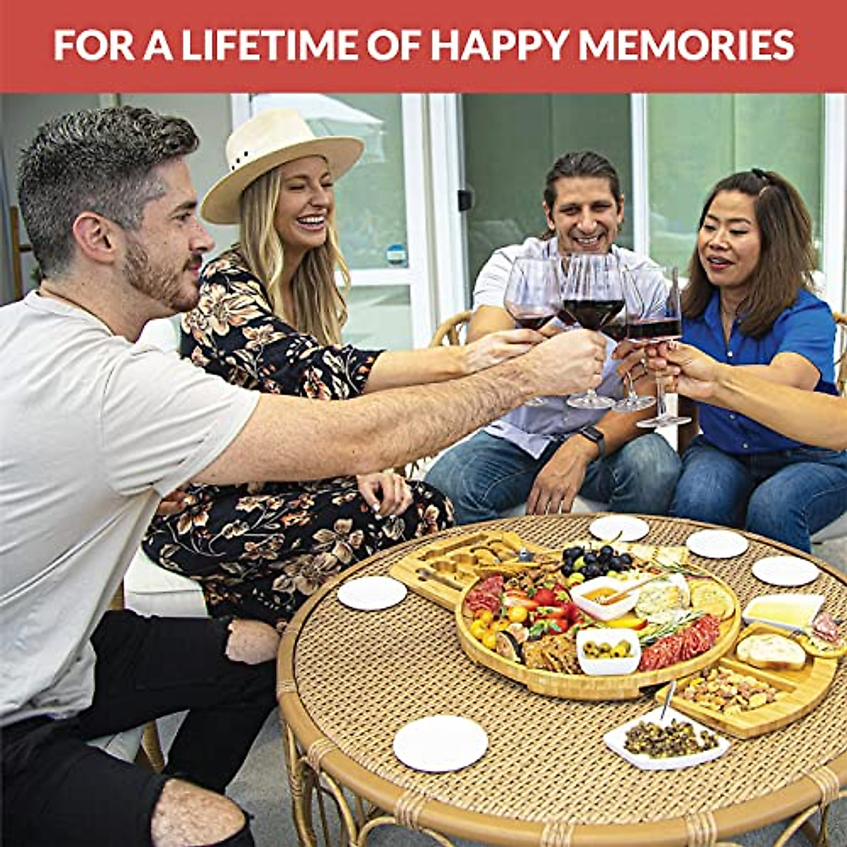 Large Round Charcuterie Board Set - 16 In, Round Cheese Board and Knife Set, Large Charcuterie Board, Round Cheese Board, Charcuterie Boards Extra Large, Wood Charcuterie Board Round, Charcuterie Tray