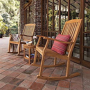 Cambridge Casual Wooden Arie Patio Porch Rocking Chair for Outdoor, Single Item/Natural Teak