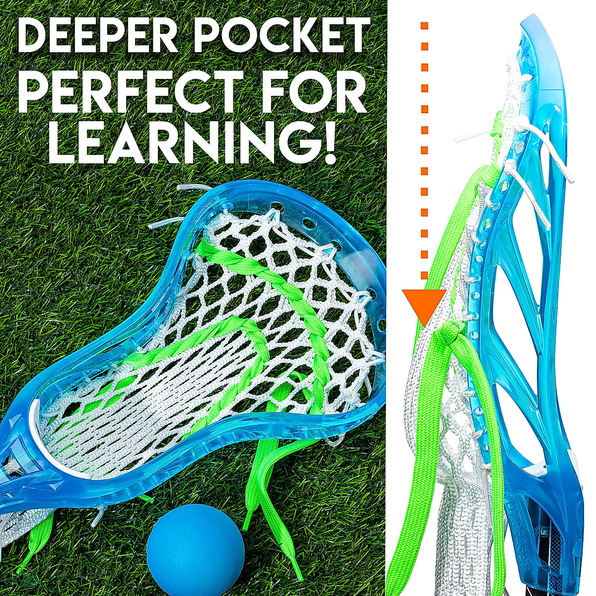 Franklin Sports Kids Mini Lacrosse Stick + Ball Set - Venom Youth Plastic Lacrosse Stick for Beginners - Perfect Set for Kids + Toddlers - Blue, 34"