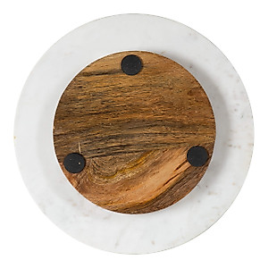 Kate and Laurel Praxis Modern 2-Tier Tray, 12 x 12 x 15, Natural Wood and White Marble, Decorative Farmhouse Serving Tray for Display