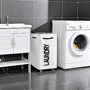 Haundry 86L Large Collapsible Laundry Hamper with Wheels, Waterproof Rolling Clothes Hamper Basket Bin for Dirty Clothes Storage