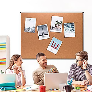 Amazon Basics Rectangular Cork board, Aluminum Frame, 35" x 47", Brown