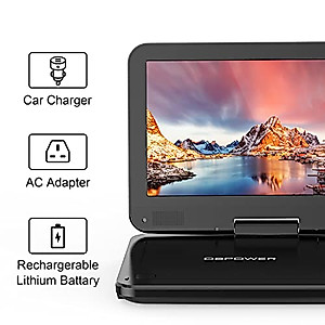 Portable DVD Player with 10.5" HD Screen by DBPOWER, Support Rechargeable,Multiple Disc Formats, USB/SD Card,with High Volume Speaker