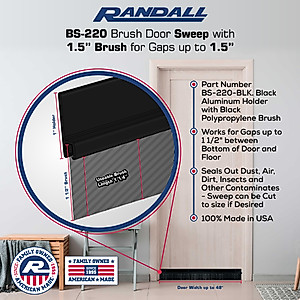 Brush Sweep Door Sweep with 1" Aluminum Holder and 1 1/2" Black Brush (4 FT Black)