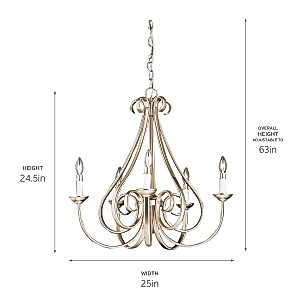 Kichler Dover 24.5" 5 Light Chandelier in Brushed Nickel