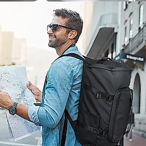 Gym Bag for Men and Women Sports Duffle bag Travel Backpack Weekender Overnight Bag with Shoes Compartment Black - MIYCOO