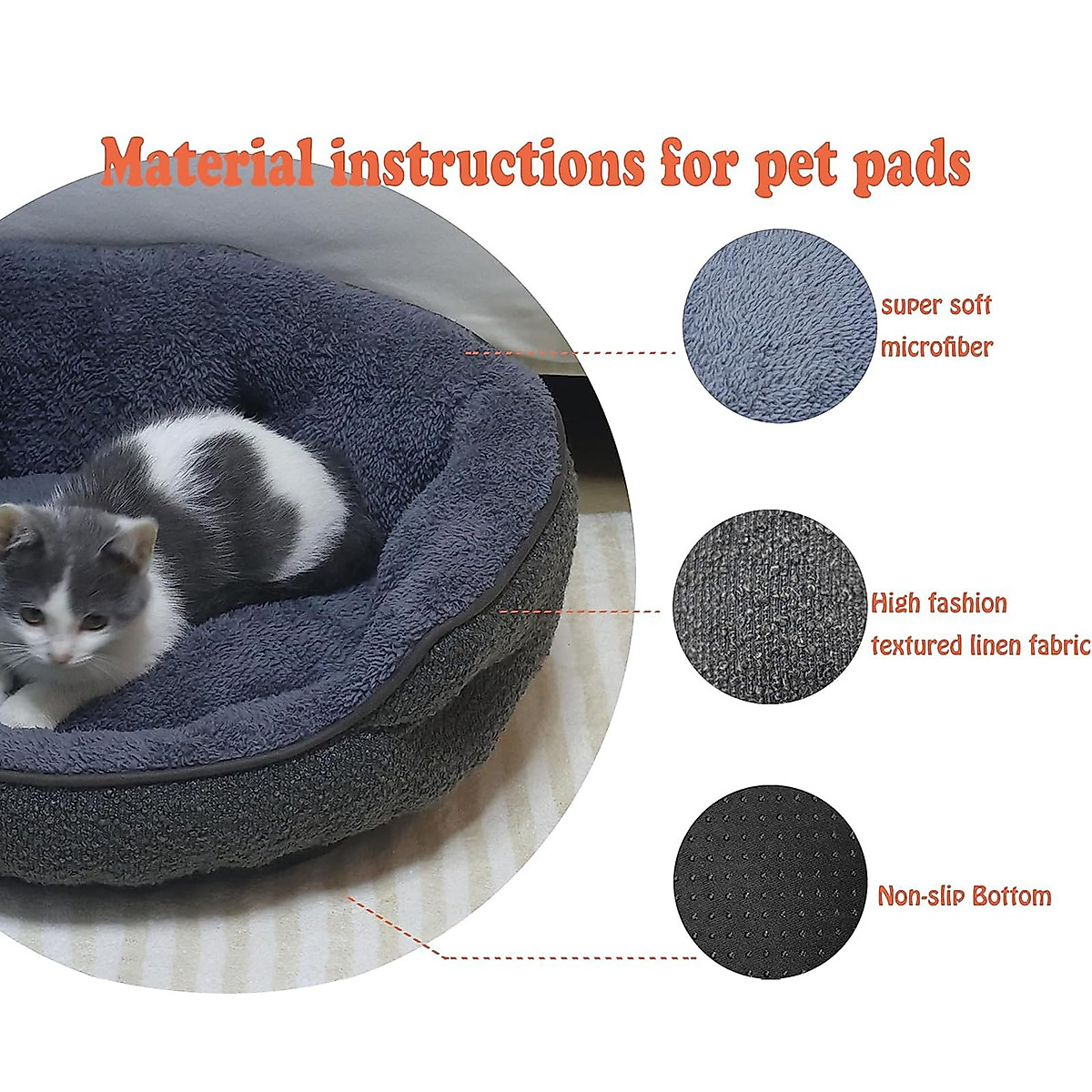 Small Dog Bed for Small Dogs, Cat Beds for Indoor Cats, Cute Round Dog Bed, Washable Dog Bed with Anti-Slip & Water-Resistant Bottom, Super Soft Pet Bed, Luxury Durable Puppy Bed Kitten Bed, Gray