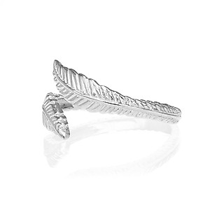 Ritastephens Sterling Silver Leaf Crossover Ring or Toe Ring Adjustable