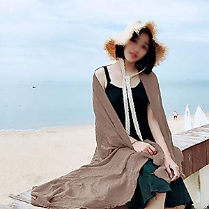 Wobe 3 Pcs Women Soft Cotton Hemp Scarf Shawl Long Scarves, Travel Sunscreen