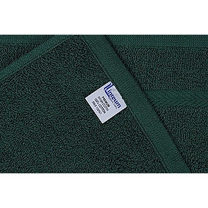 Linteum Textile Face Towel Set, 12x12 Inch, 100% Soft Cotton, 16 Single Ring Spun Washcloths, Absorbent & Durable Face Towel for Household, Spa, Gym and Hotels - 12 Pack (Hunter Green)