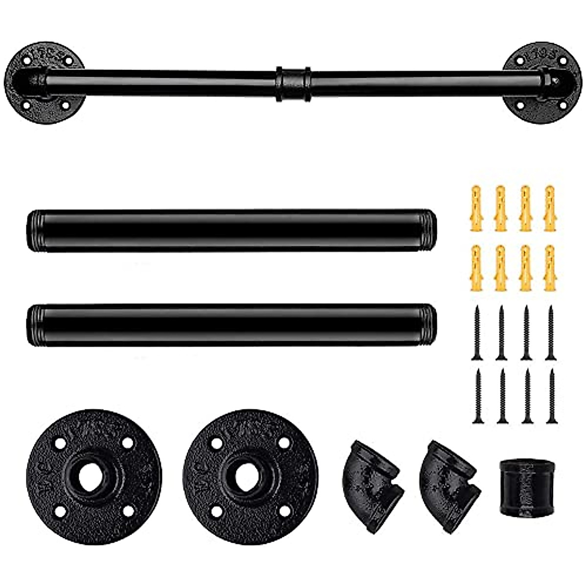 Jeasor Industrial Pipe Towel Rack Towel Bar, Heavy Duty Wall Mounted Rustic Farmhouse Bath Towel Holder for Bathroom (Black, 18 Inch)