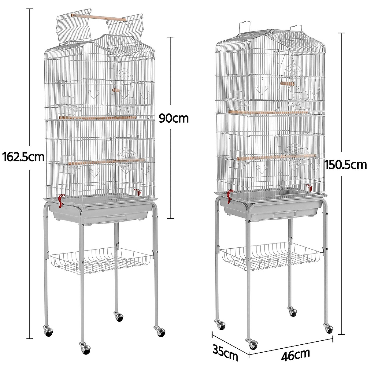 Yaheetech 64inch Height Open Top Bird Cage Metal Parrot Cage w/Detachable Rolling Stand for Medium Small Parrot Parakeet Birds