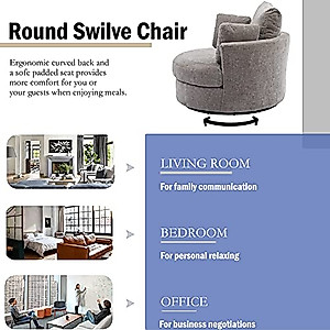 VUMALL 42" W Small Loveseat Sofa Couch, Swivel Barrel Chairs for Bedroom 360 Degree Swivel Accent Chairs for Living Room, Chenille Fabric Club Chair Chaises Lounges for Living Room/Office/Hotel, Grey