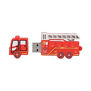 Kafuty-1 Cute USB Flash Drive, Novelty Cartoon Fire Truck Thumb Drive, Pendrive Memory Thumb Stick, Gifts for School Students Kids Children Teacher Collegue Employees(16GB)