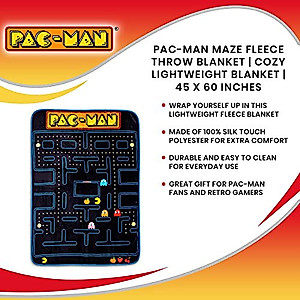 Pac-Man Maze Throw Blanket | Cozy Fleece Blanket | Super Soft Lightweight Blanket | 45 x 60 Inches