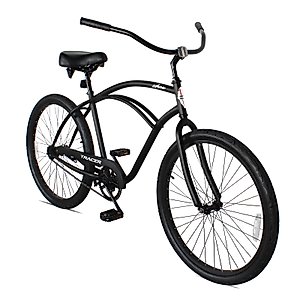 Tracer ACE 26" Beach Cruiser Bike Adult, 26 Inch Wheels, Steel Step Over or Step Through Steel Frame, Coaster Brake, Hybrid Bike, 1 Speed, Complete Cruiser, Matte Black(Male, M)