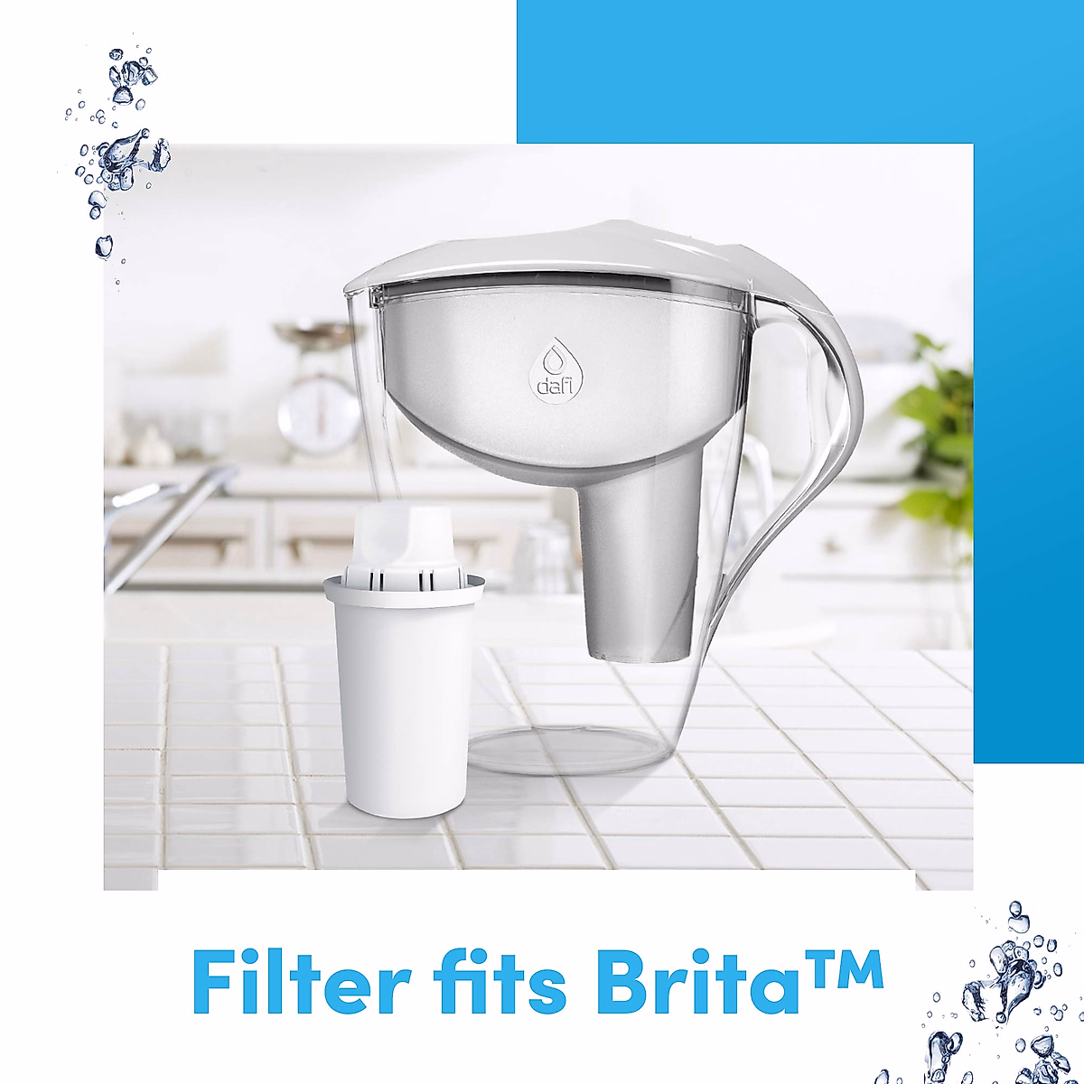 DAFI Standard Water Filter Replacement 3-Pack compatible with Brita Classic | Last up to 135 days | Fresh Drinking Water, Waterdrip Filter for Tap water, Water Purifier Pitcher | BPA-Free