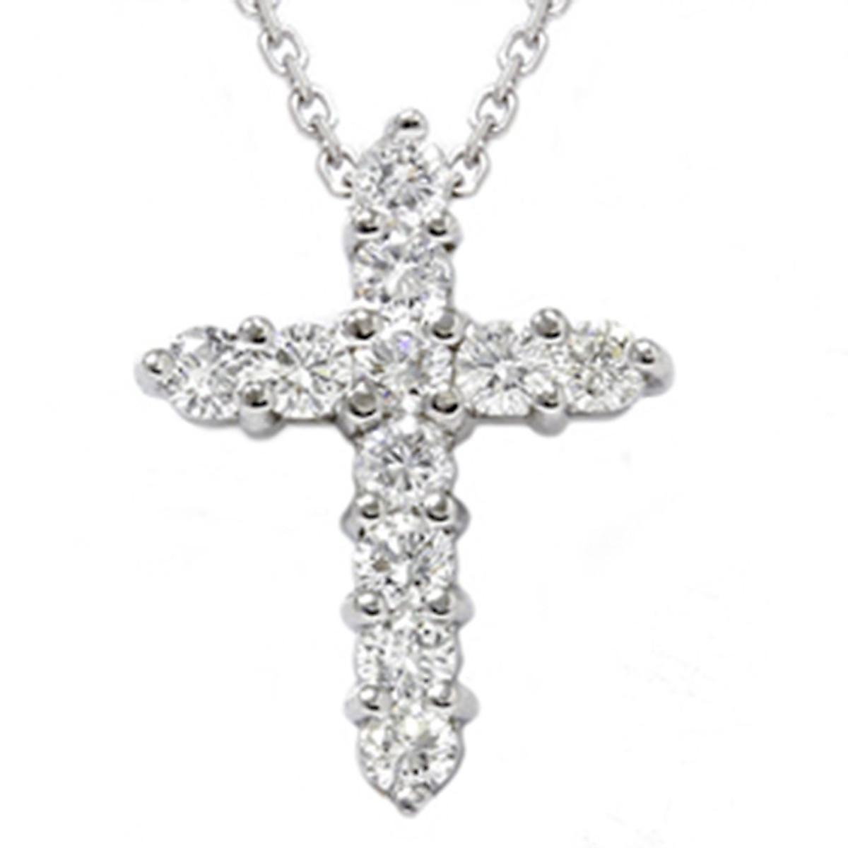 P3 POMPEII3 1ct Diamond Cross Pendant 14K White Gold 1" Tall