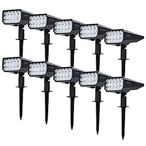 ketive Solar Outdoor Lights Garden, 15 LEDs Bright Solar Landscape Spotlights Waterproof, Auto-ON/Off Last a Whole Night Yard Lights, Cold White, 10 Pack