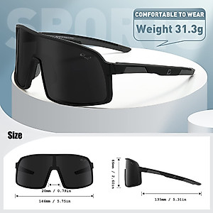 Bevi Sports Sunglasses Polarized Lens with TR90 Frame for Men Women Outdoor Driving Cycling 2736FC6