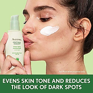 Aveeno Positively Radiant Sheer Daily Moisturizing Lotion for Dry Skin with Total Soy Complex and SPF 30 Sunscreen, Oil-Free and Non-Comedogenic, 2.5 fl. oz
